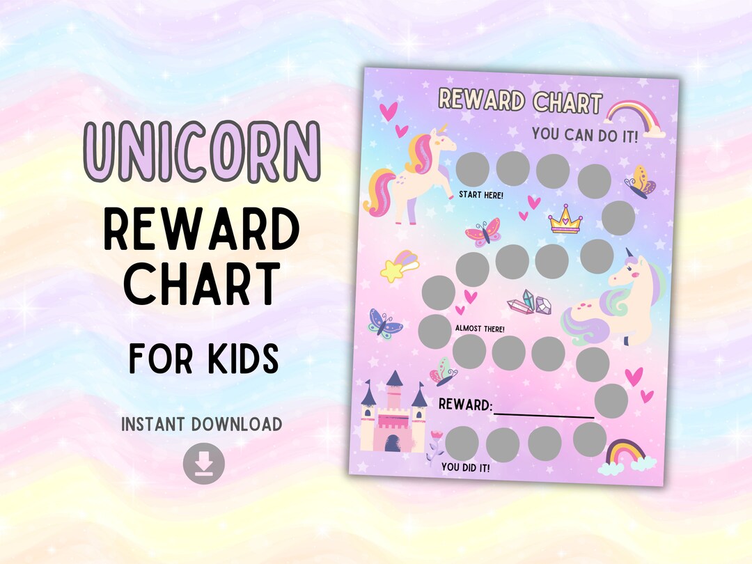 Unicorn Reward Chart for Kids Toddlers, Kids Routine Chart, Potty ...