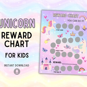 Unicorn Reward Chart for Kids Toddlers, Kids Routine Chart, Potty ...
