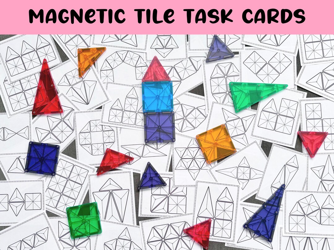 Magnetic Tile Cards, Magnet Tile Activity Puzzle Templates, Kids ...