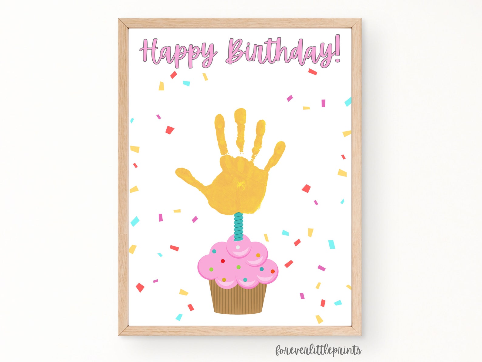 Happy Birthday Handprint Art, Personalized Birthday Gift From Kids ...