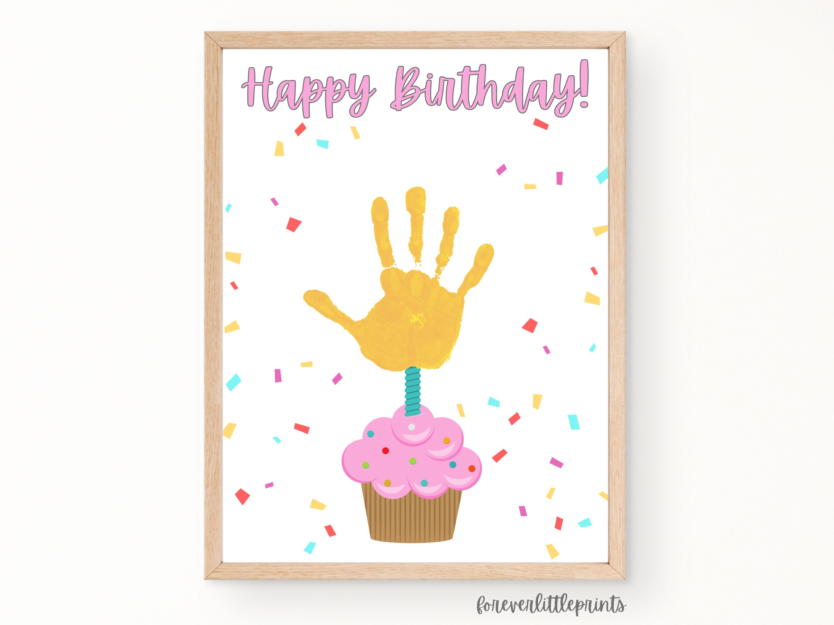 Happy Birthday Handprint Art, Personalized Birthday Gift From Kids ...