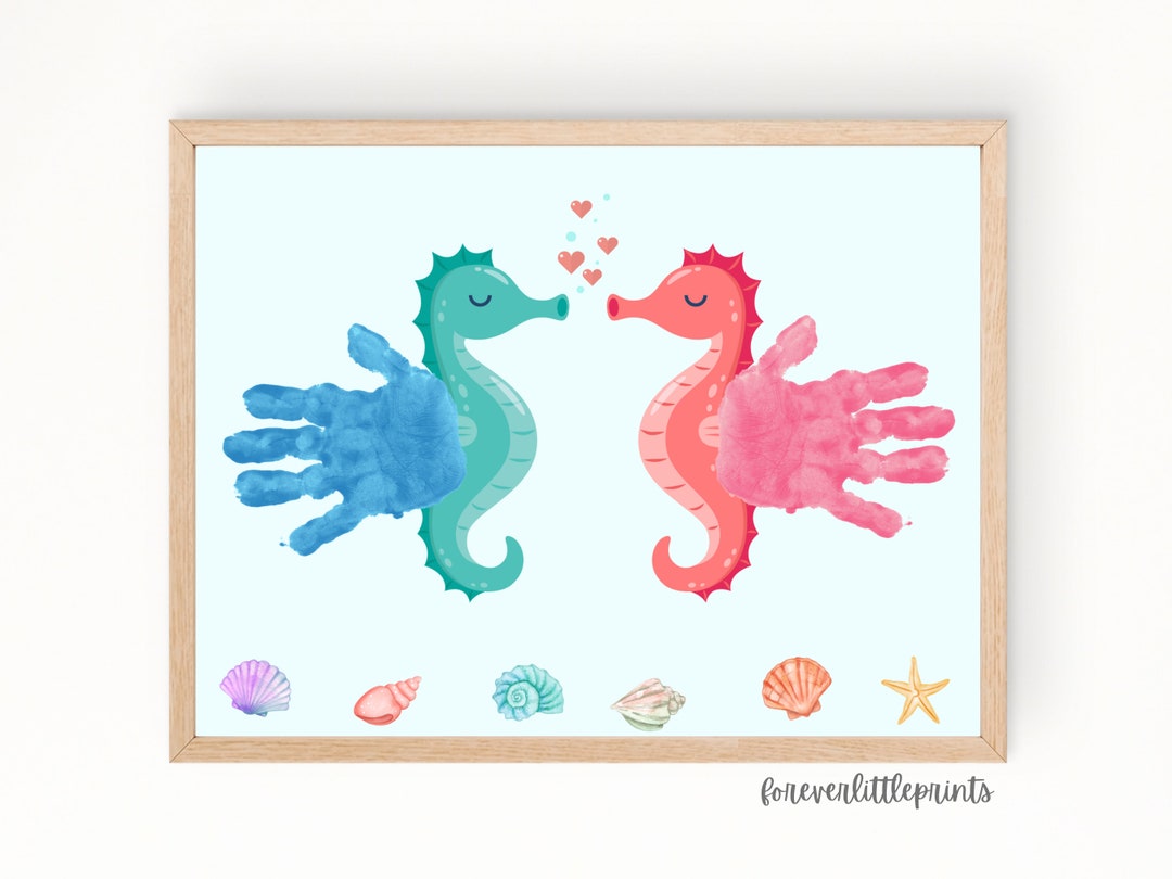 Seahorse Summer Handprint Art for Kids Toddler Infant, Beach Ocean ...