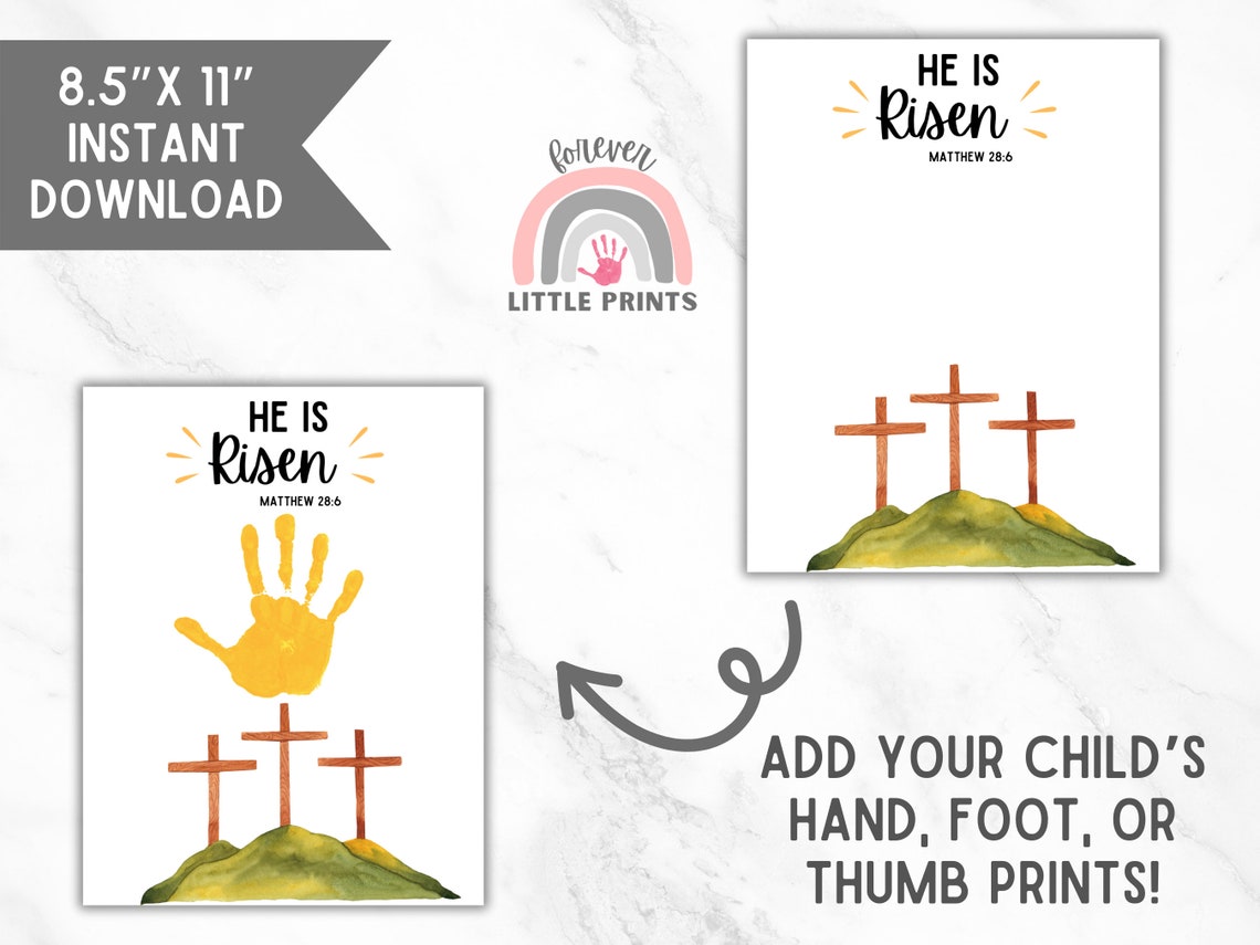 He is Risen Easter Handprint Art for Kids Infant Toddler Baby, Sunday ...