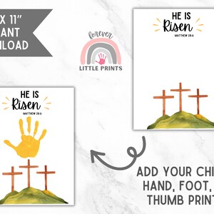 He is Risen Easter Handprint Art for Kids Infant Toddler Baby, Sunday ...