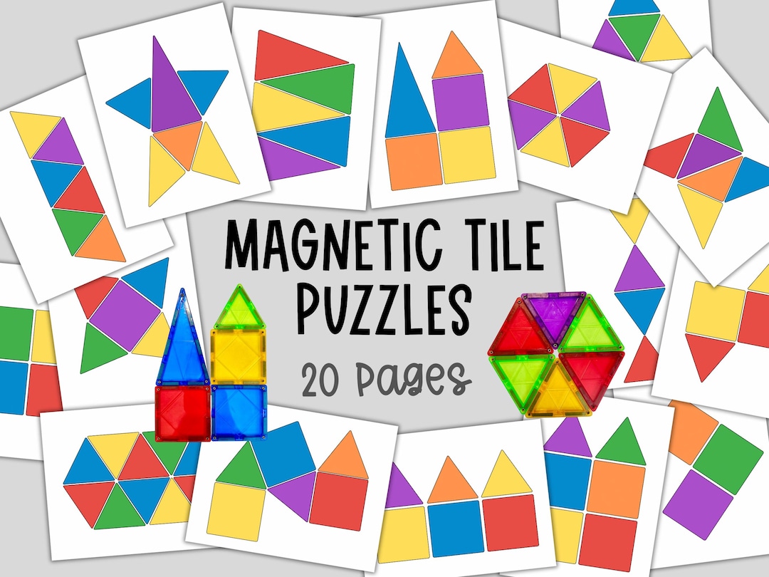 Magnetic Tiles Templates, Magnet Tile Activity Card Puzzles, Kids ...