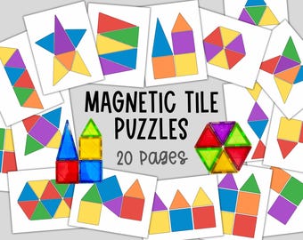 Magnetic Tiles Templates Magnet Tile Activity Card Puzzles Printables ...