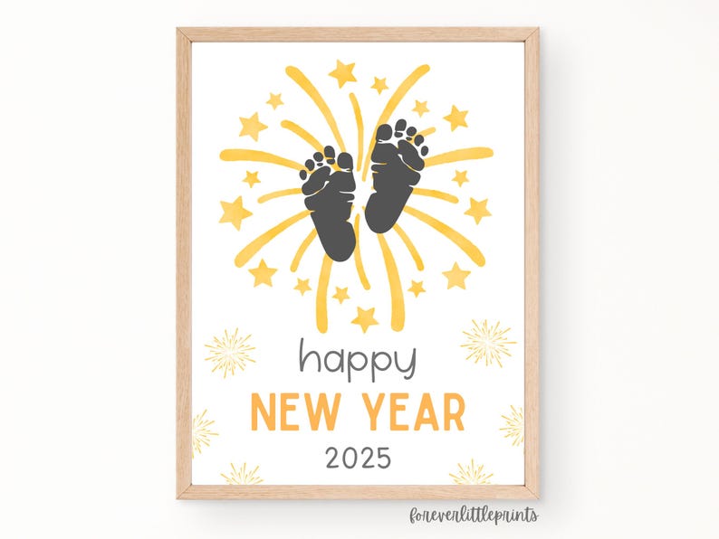 New Years Handprint Craft for Baby Toddler Kids, Footprint Art Infant ...