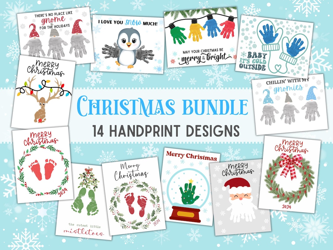 Christmas Handprint Art Bundle for Baby Toddler, Christmas Cards From ...