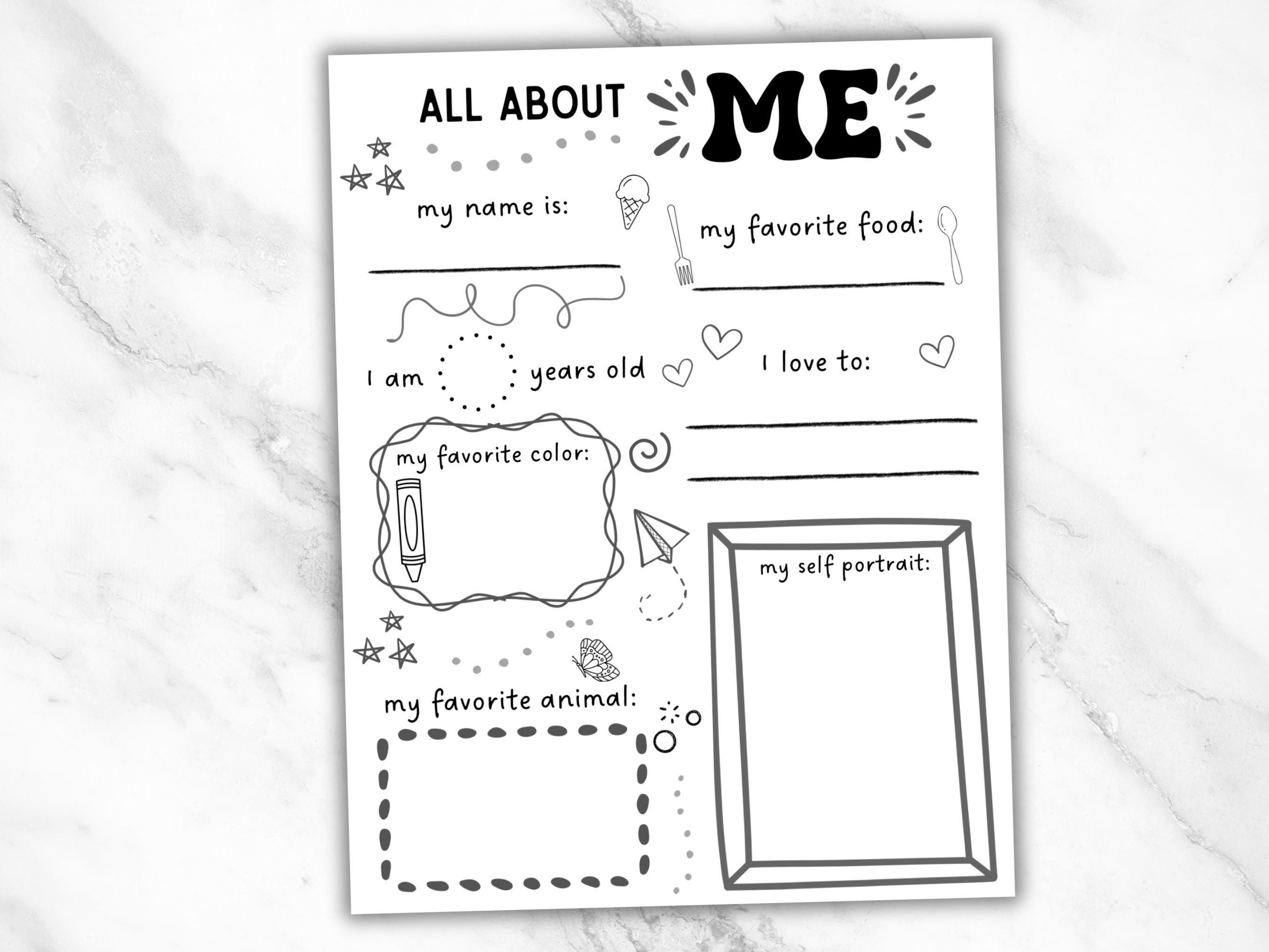 All About Me Printable Kids Favorite Things List Students Back to ...