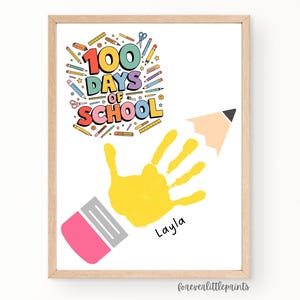 100 Days of School Activity Handprint Art for Kids, One Hundred Days ...