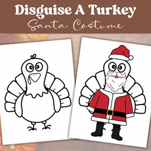 Disguise A Turkey Santa Claus Costume Printable, Thanksgiving School ...