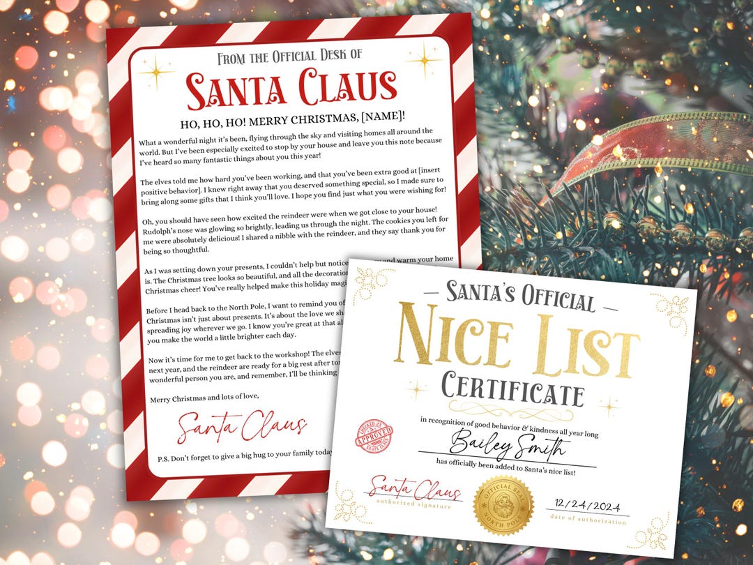 Editable Letter From Santa, Nice List Certificate, Santa Letters ...