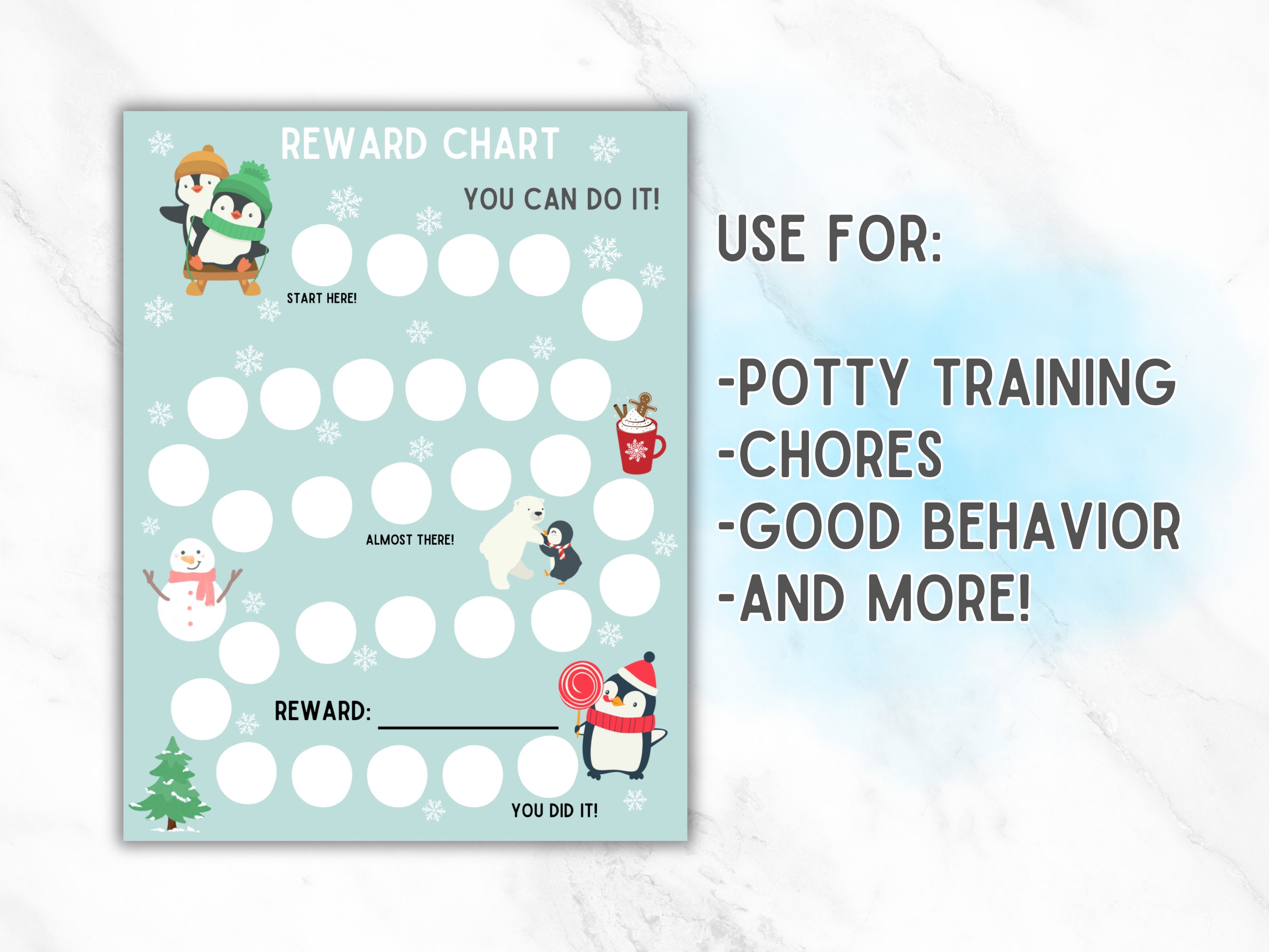 Reward Chart for Kids Toddlers, Potty Training Chart, Chore Chart for ...