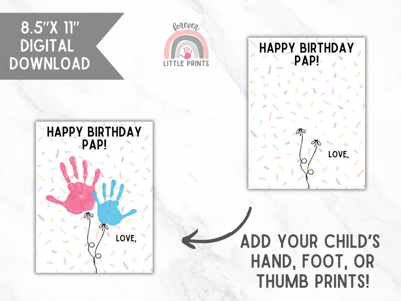Happy Birthday Pap Handprint Balloons Art, Personalized Birthday Gift ...