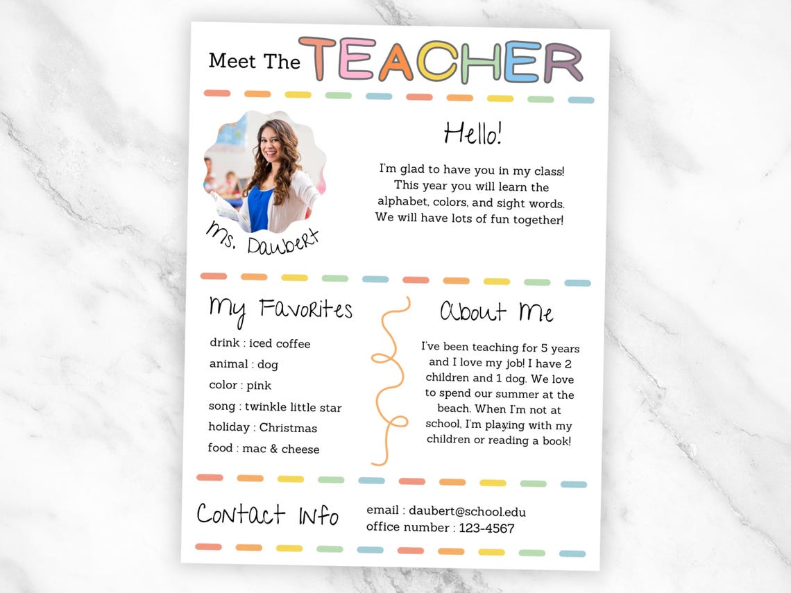 Meet the Teacher Template Back to School Flyer Teachers Introduction ...