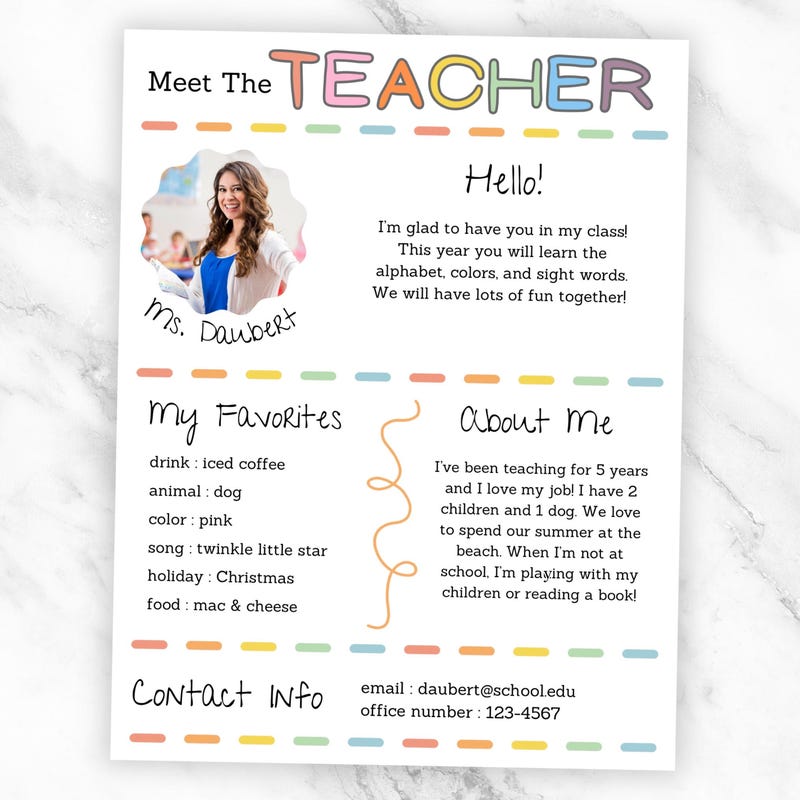 Meet the Teacher Template - Etsy