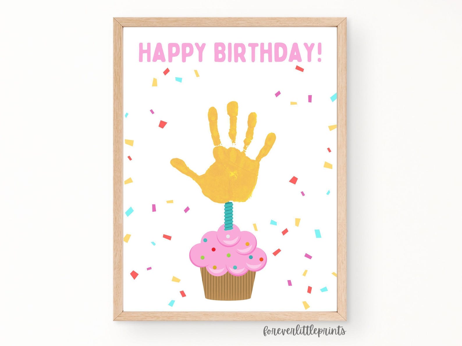 Happy Birthday Handprint Art, Personalized Birthday Gift From Kids Toddler Baby for Mom Gram ...