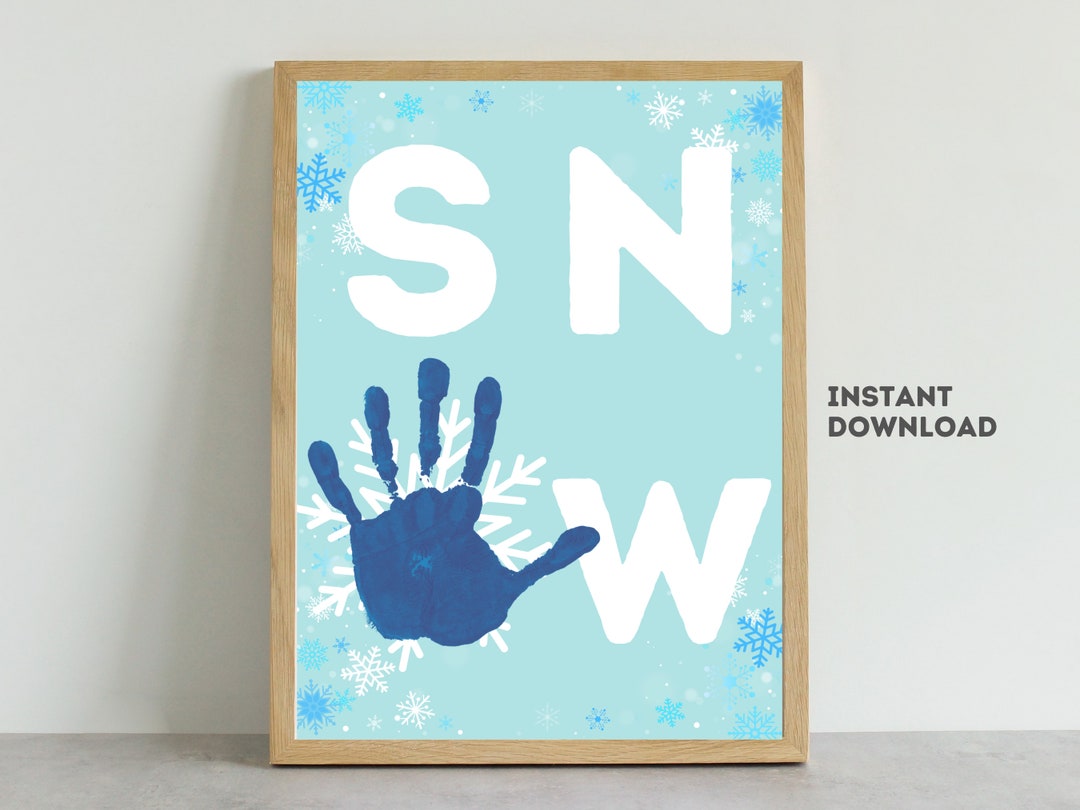 Snowflake Handprint Art for Kids Baby Toddler, Winter Handprint Craft ...