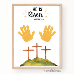 He is Risen Easter Handprint Art for Kids Infant Toddler Baby, Sunday ...