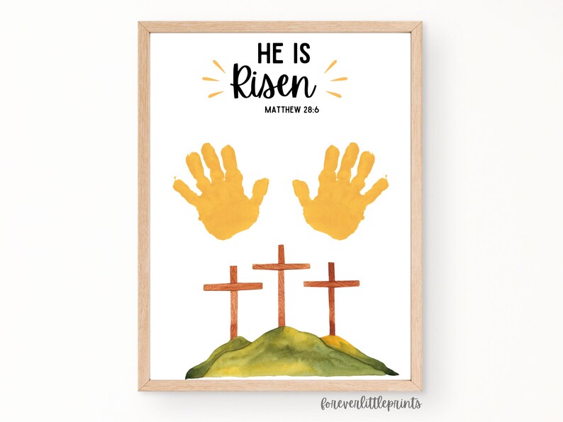 He is Risen Easter Handprint Art for Kids Infant Toddler Baby, Sunday ...