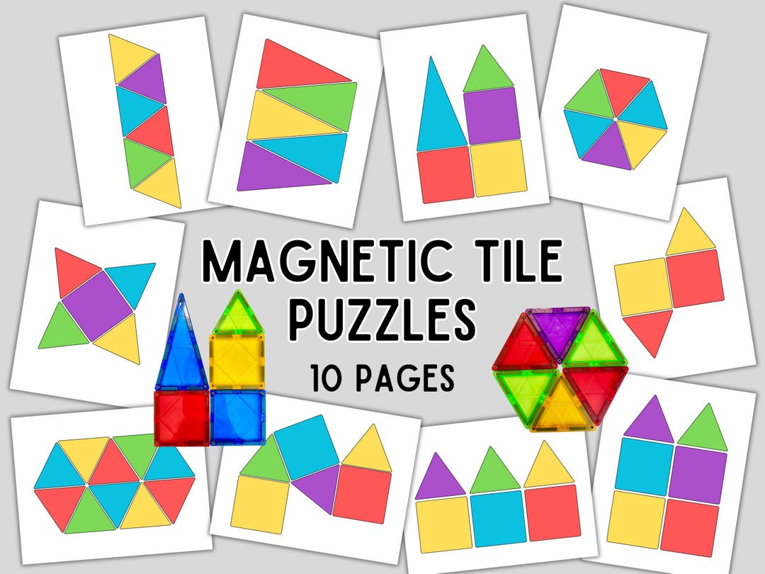 Magnetic Tiles Templates, Magnet Tile Activity Card Puzzles, Kids ...