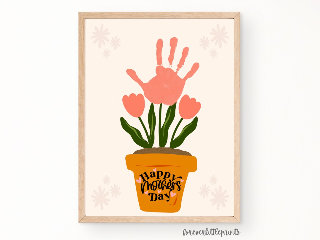 Mothers Day Handprint, Flower Bouquet Handprint Art Craft, First ...