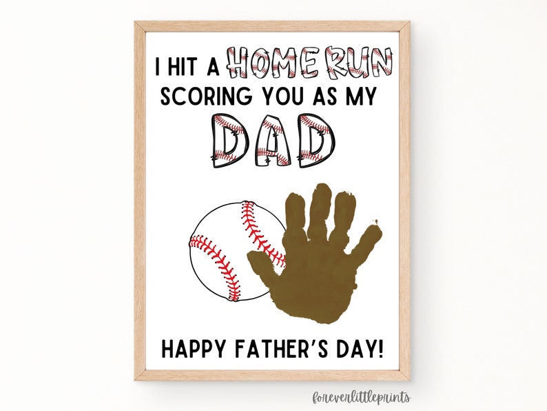 Baseball Fathers Day Handprint Craft, Dad Handprint Art Craft Sign ...