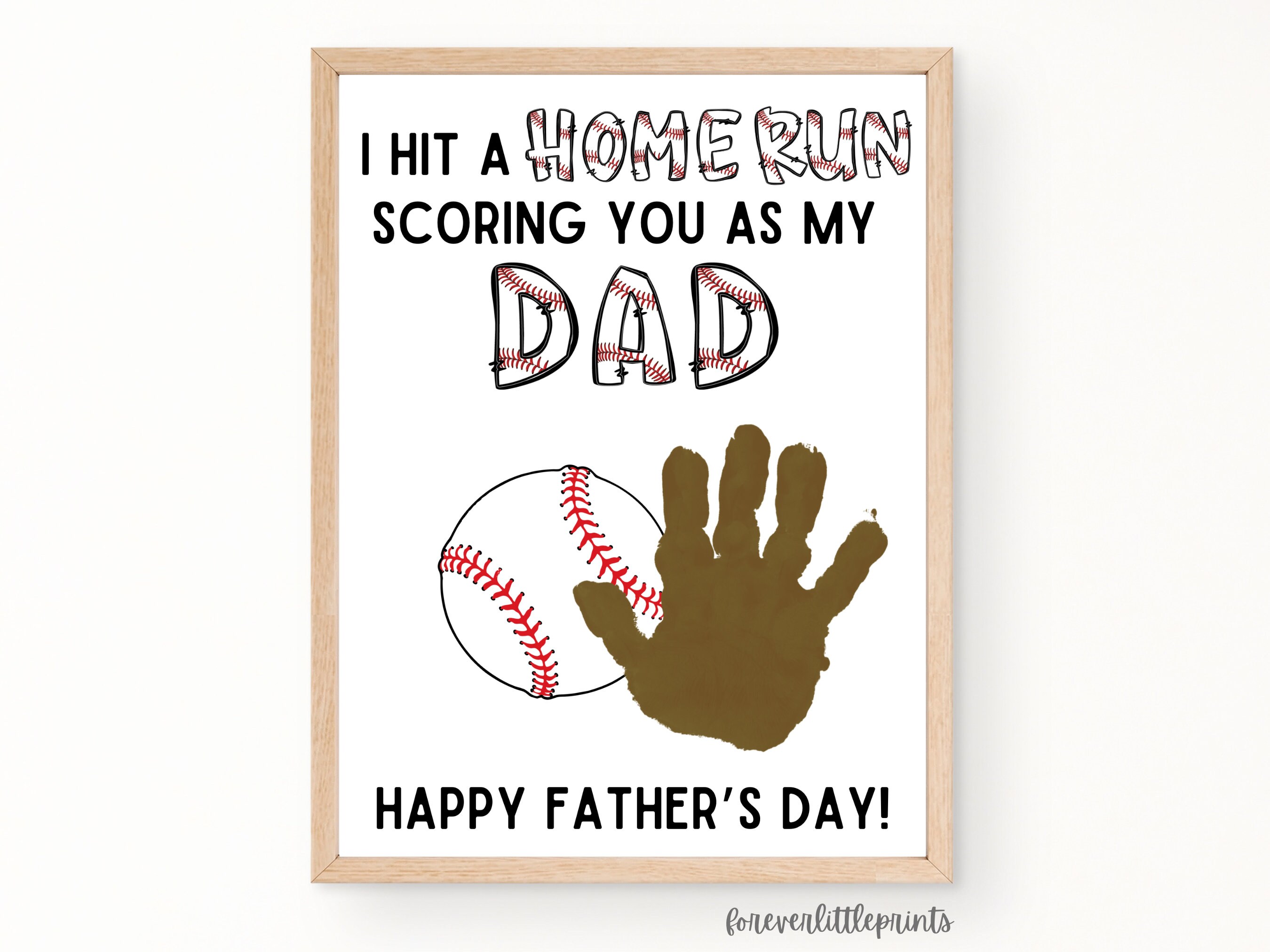 Baseball Fathers Day Handprint Craft, Dad Handprint Art Craft Sign ...