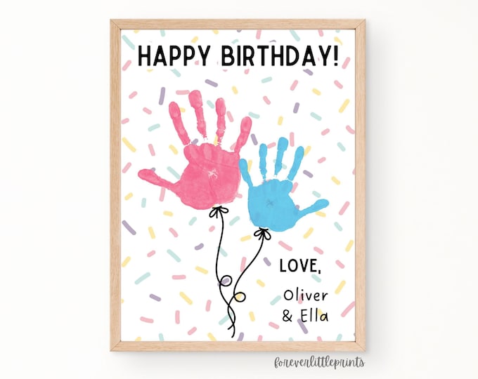 Happy Birthday Handprint Art Keepsake Gift Digital Download - Etsy