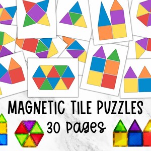 Magnetic Tiles Templates, Magnet Tile Activity Card Puzzles Printables ...
