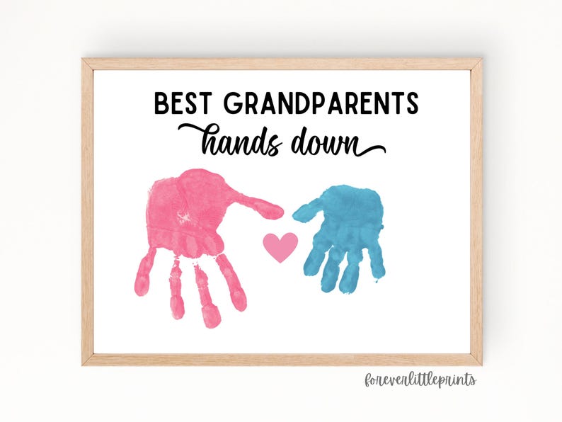 Grandparents Gift Handprint Art From Kids Toddler Infant, Grandparent’s ...