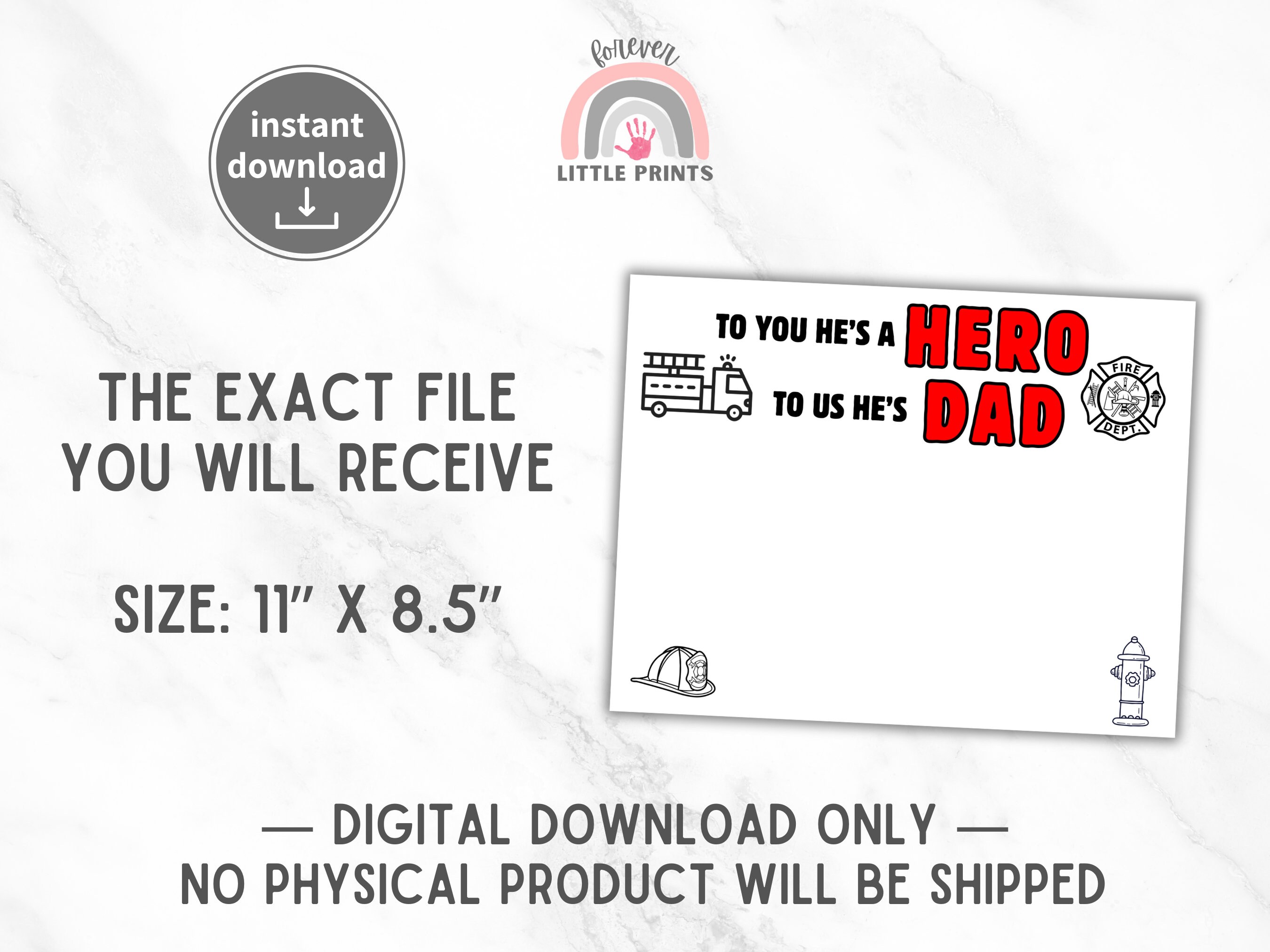 Firefighter Father’s Day Handprint Craft, Dad Handprint Art Craft Sign ...