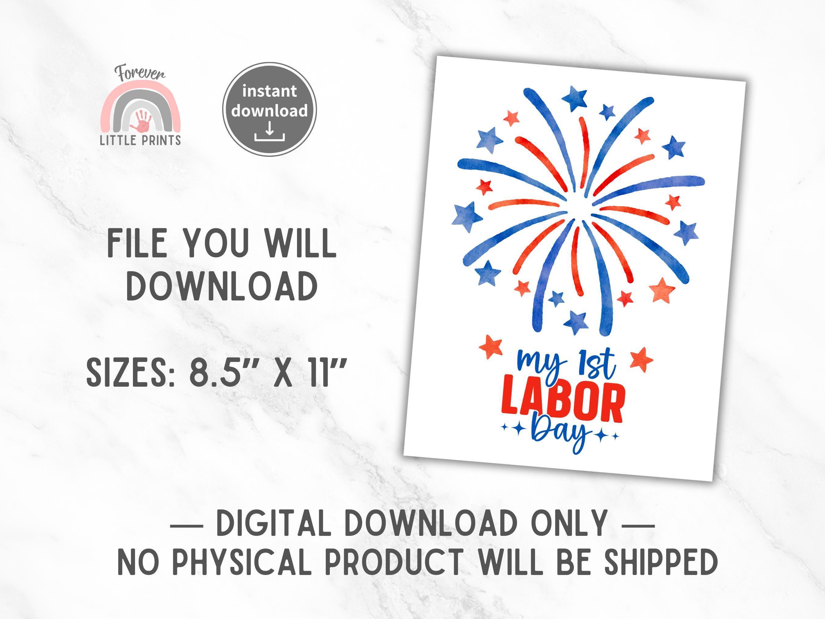 My First 1st Labor Day Firework Handprint Art Red White and Blue ...