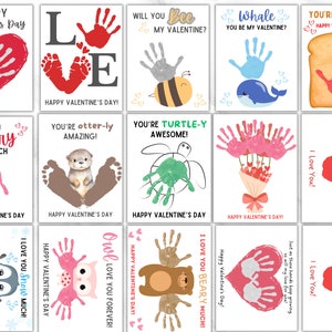 Valentine Handprint Art Bundle for Toddlers Baby Kids, Valentines Hand ...