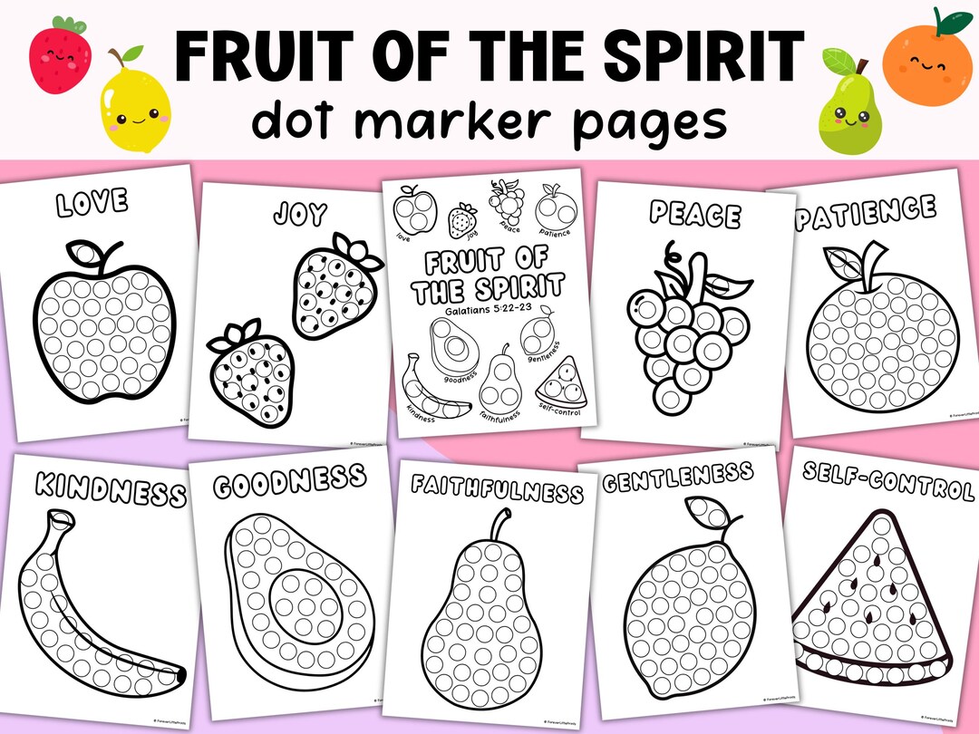 Fruit of the Spirit Dot Marker Activity Pages Sunday School Bible Do A ...