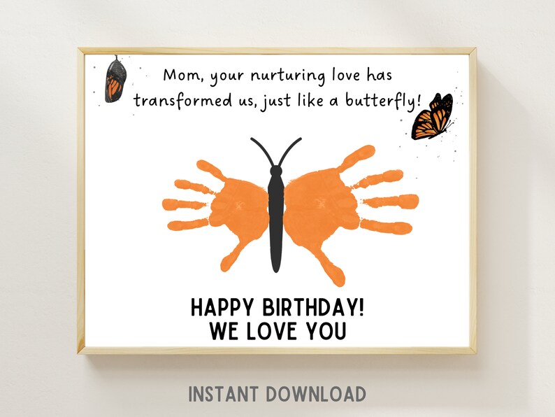 Handprint Birthday Card for Mom, Birthday Gift Keepsake to Mom From ...