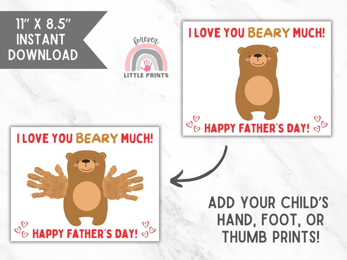 Father’s Day Handprint Craft, Dad Handprint Art Craft Sign, Gift for ...