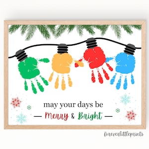 Holiday Lights Handprint Art Craft for Kids Baby Toddler, Merry ...