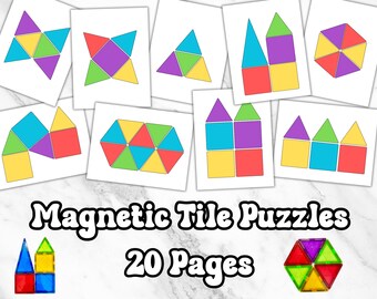 Magnetic Tiles Templates, Magnet Tile Activity Card Puzzles, Magnatiles ...