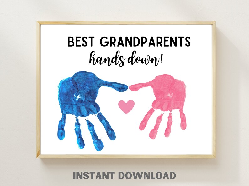 Grandparents Gift Handprint Art From Kids Toddler Infant, Grandparents ...