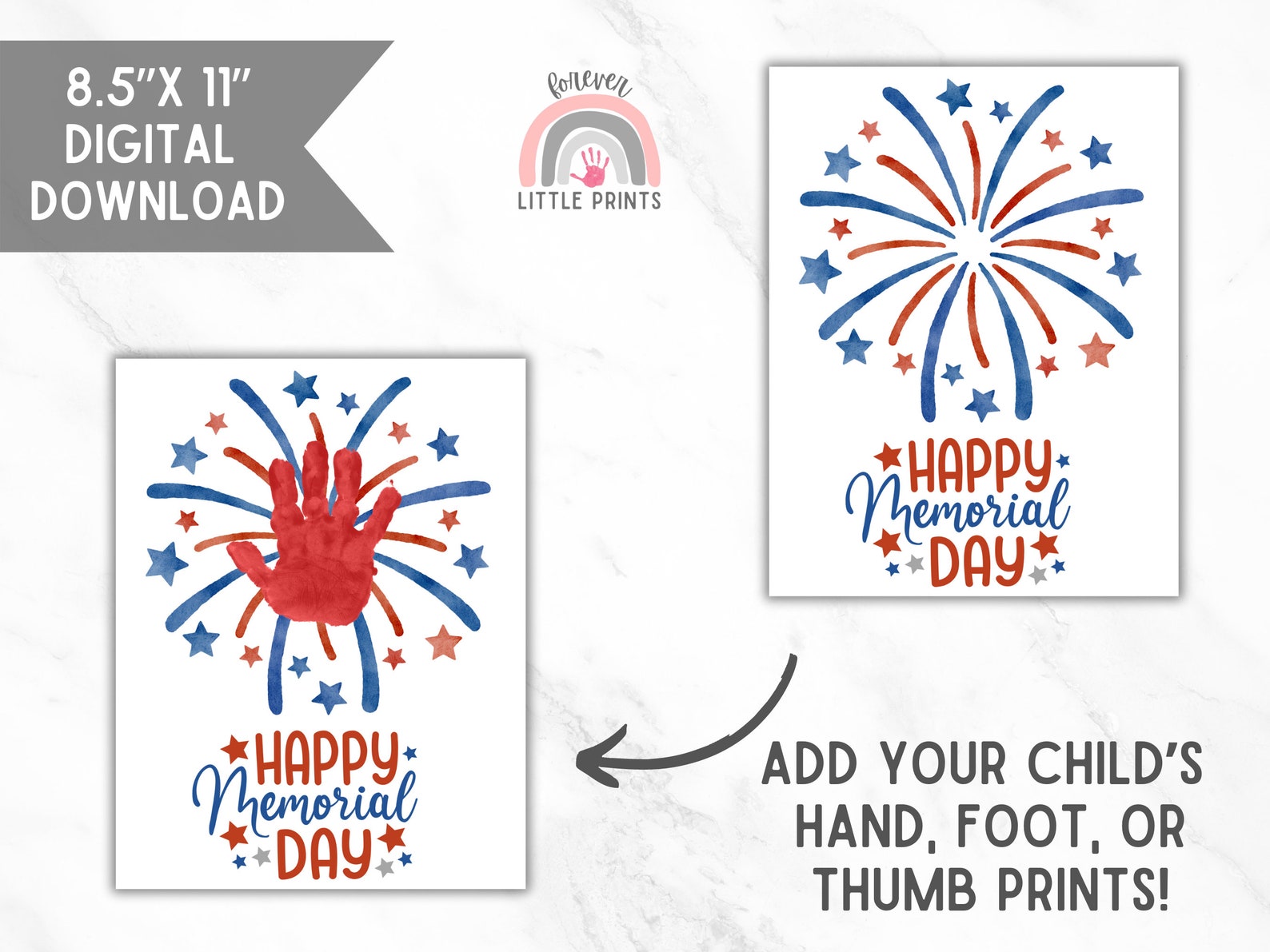 Memorial Day Handprint Art, Red White and Blue Firework Footprint Craft ...