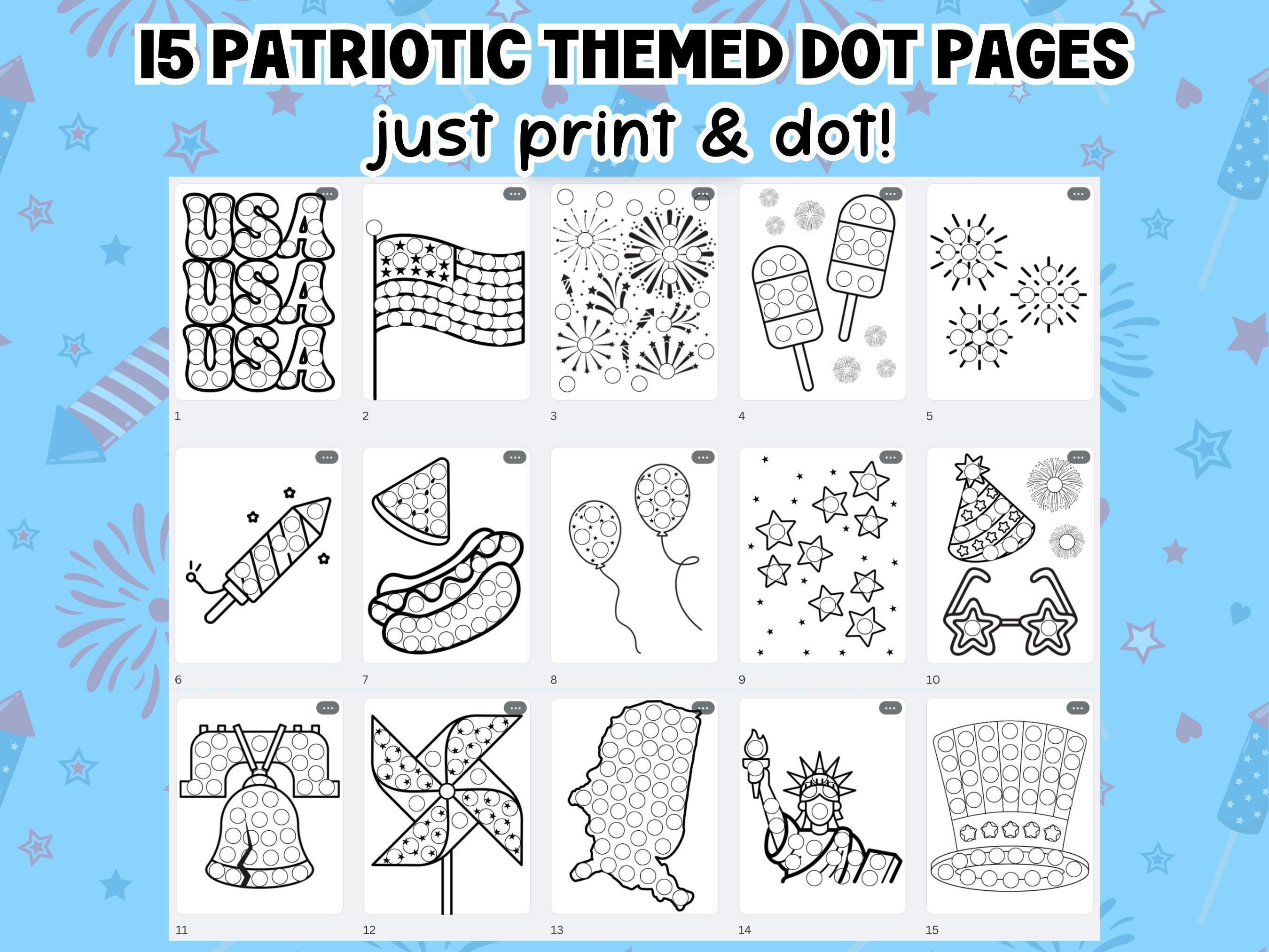 4th of July Dot Marker Printable Pack, Patriotic Coloring Pages ...