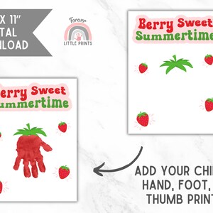 Strawberry Summer Handprint Art Kids Toddler Infant Berry Sweet ...
