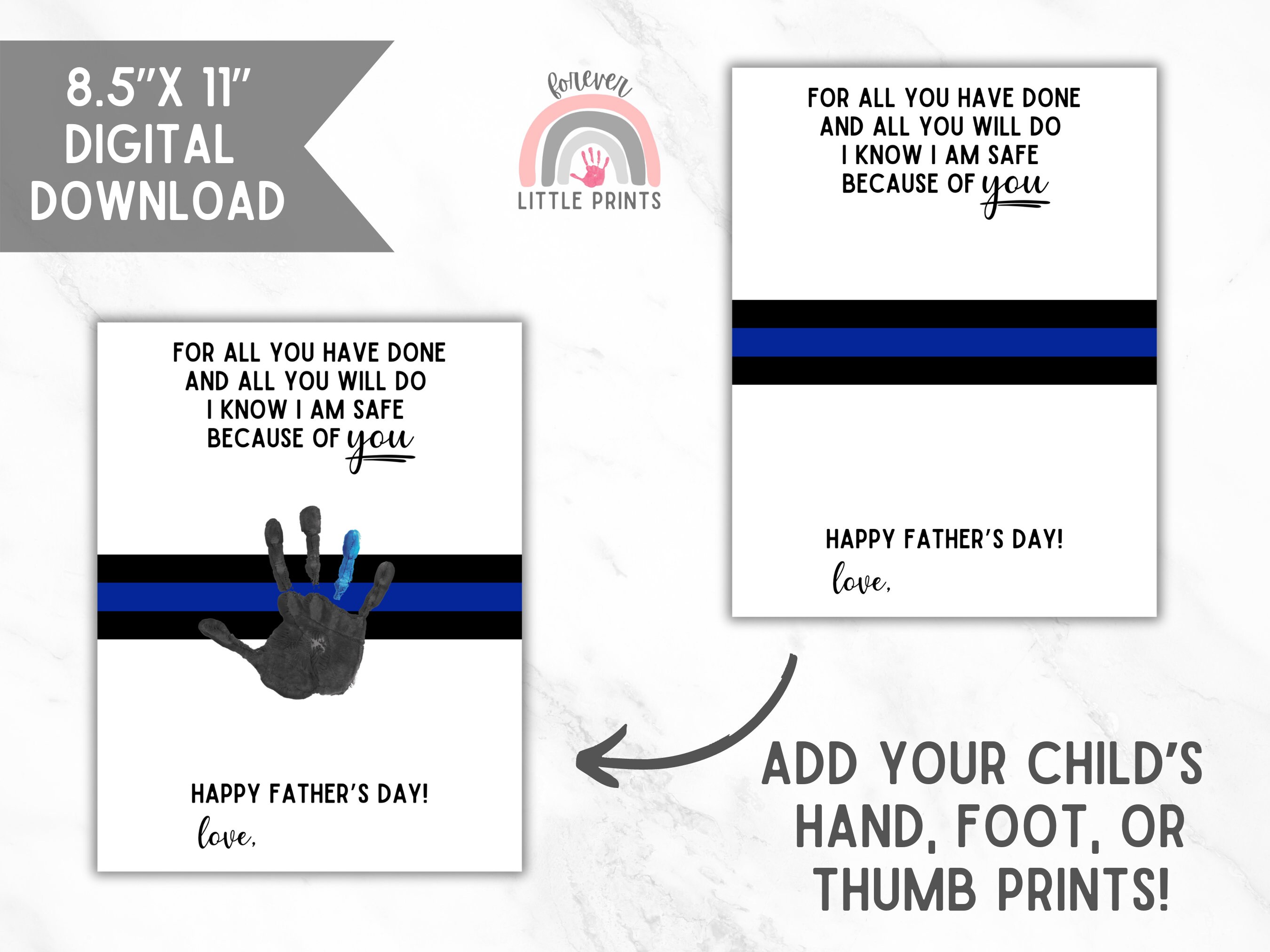 Police Officer Fathers Day Handprint Craft, Dad Handprint Art Craft ...