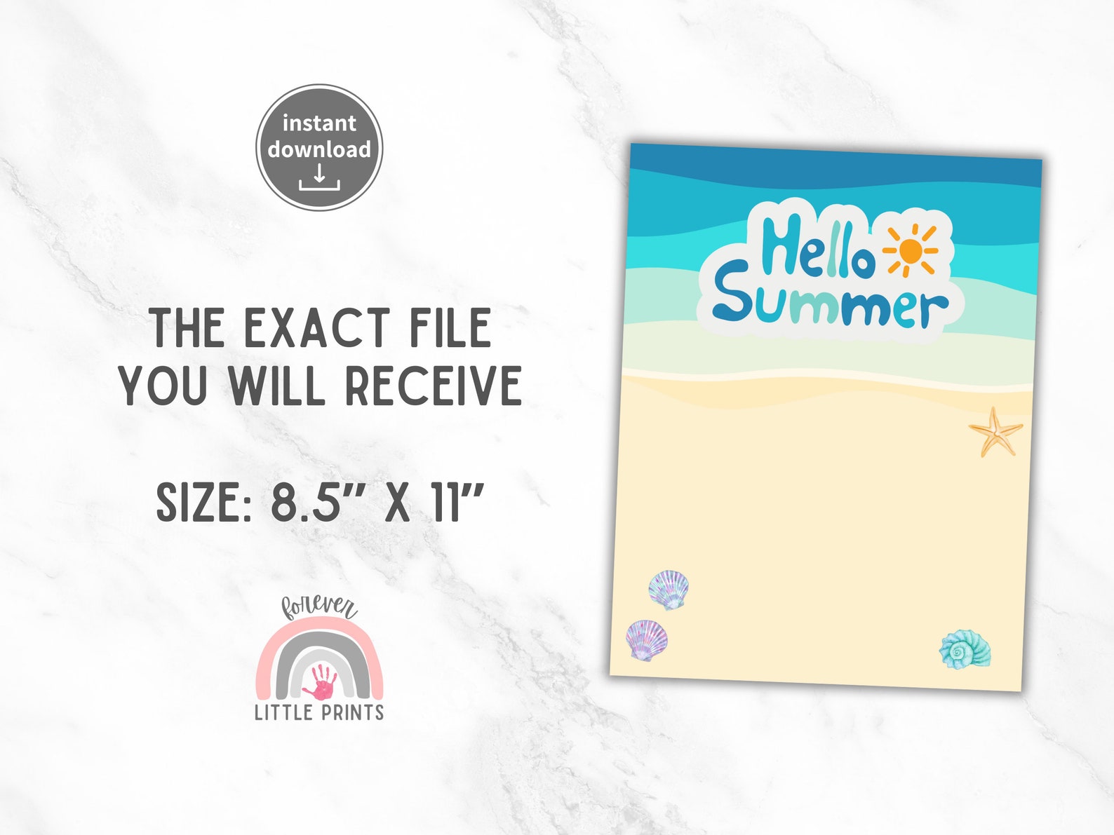 Hello Summer Handprint Art for Kids Toddler Infant, Beach Footprint ...