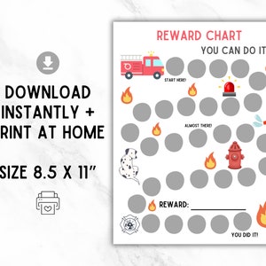 Fire Truck Reward Chart for Kids Toddlers, Potty Training Chart, Chore ...