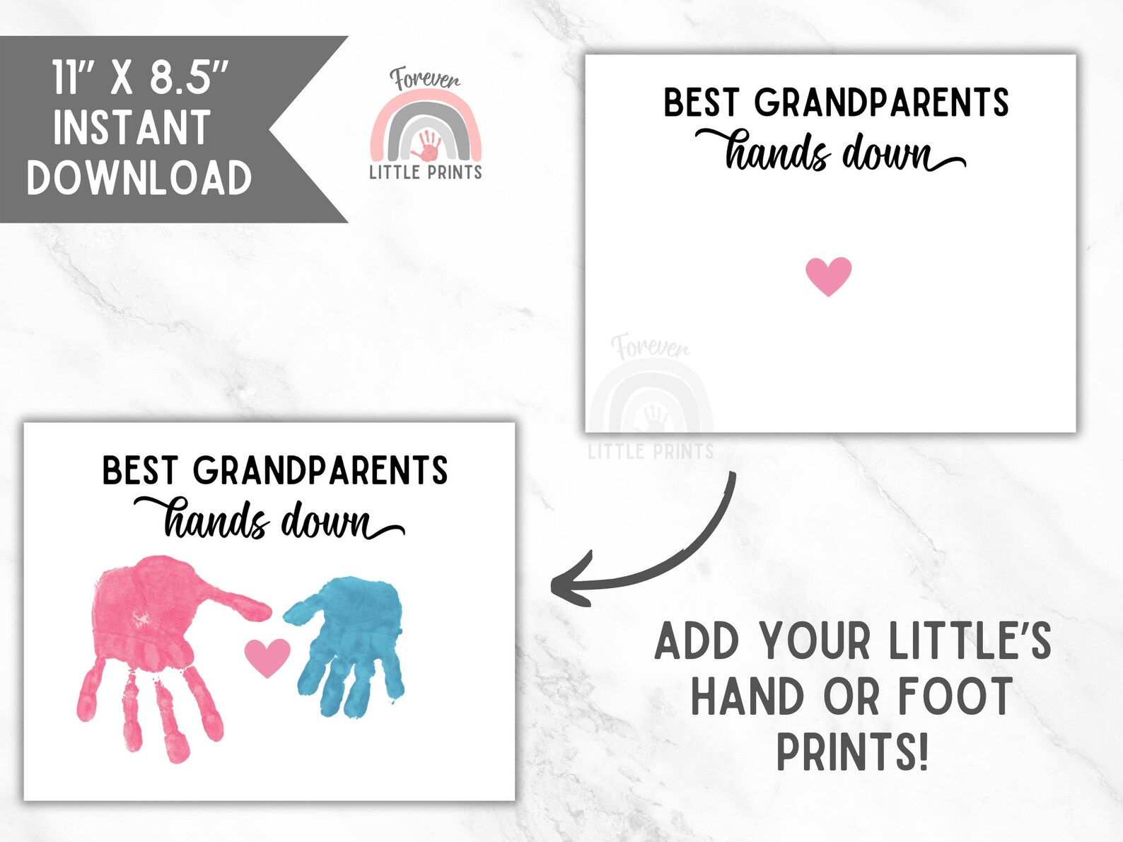 Grandparents Gift Handprint Art From Kids Toddler Infant, Grandparent’s ...