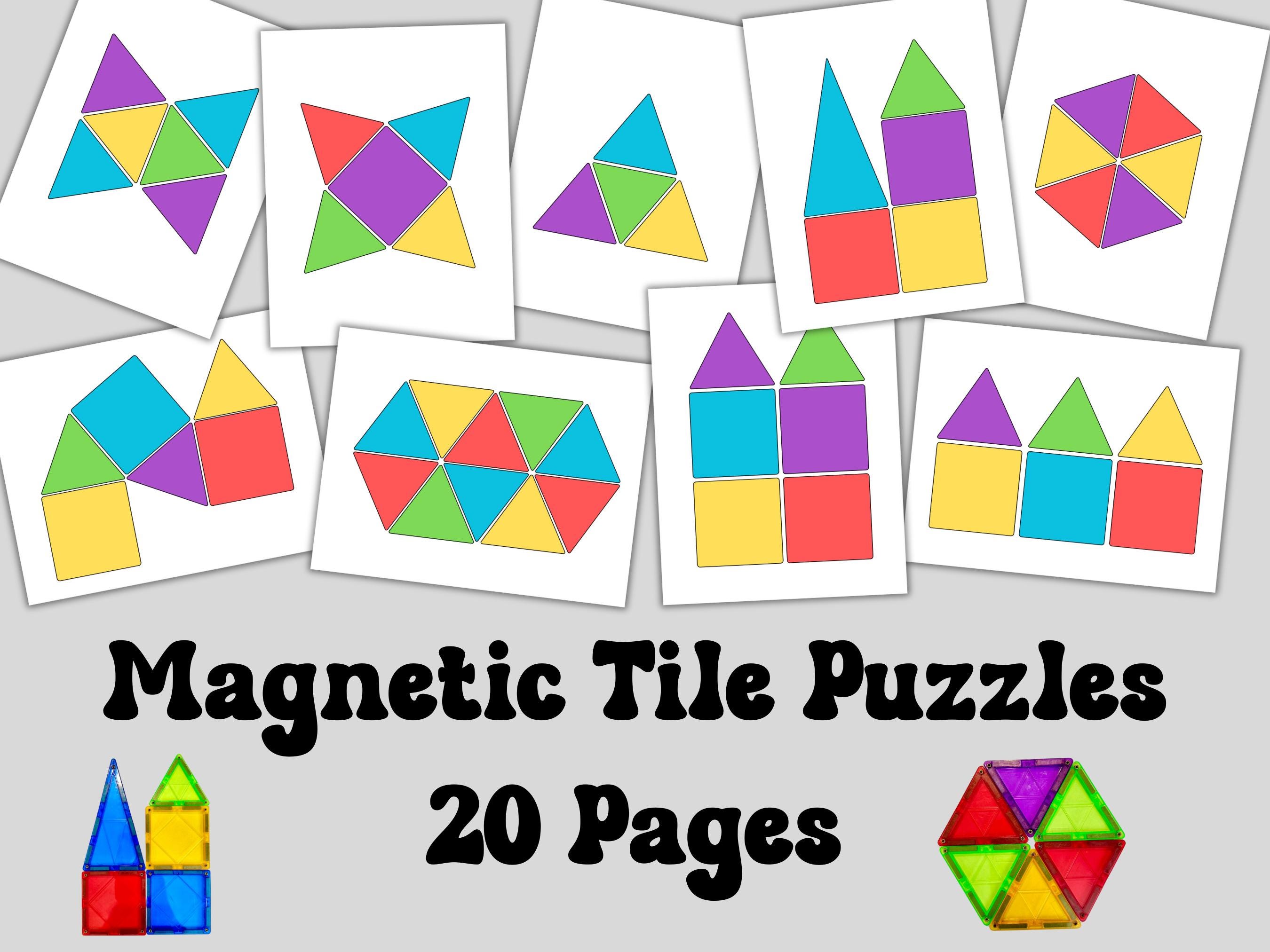 Magnetic Tiles Templates, Magnet Tile Activity Card Puzzles Printables ...