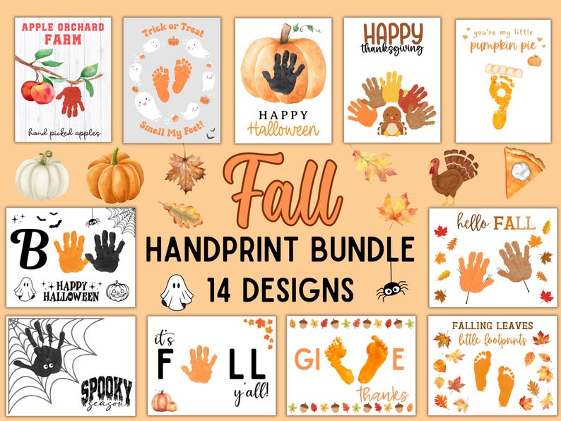 Fall Handprint Craft Bundle for Kids Toddlers Baby, Thanksgiving ...