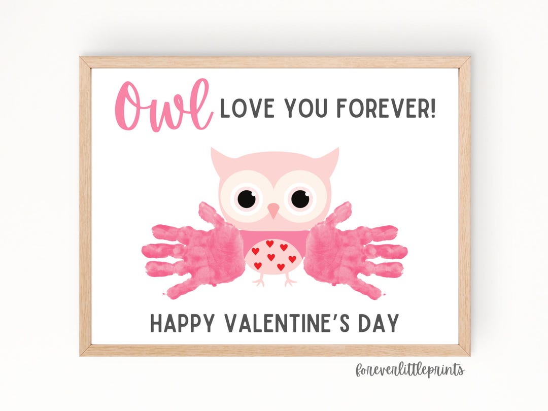Owl Valentine’s Day Handprint Art Craft for Toddlers Baby Kids ...